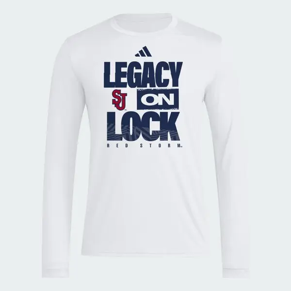 Adidas St. John’s Red Storm 2026 Legacy On Lock On-court Long Sleeve Pregame T-shirt White - White / Ncaa-stj-44v
