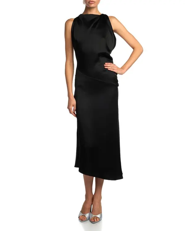 Victoria Beckham Sleeveless Draped Midi Dress