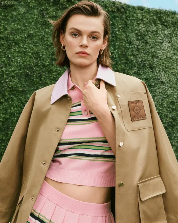 Casablanca Cotton Pocket Jacket With Leather Patch - Beige