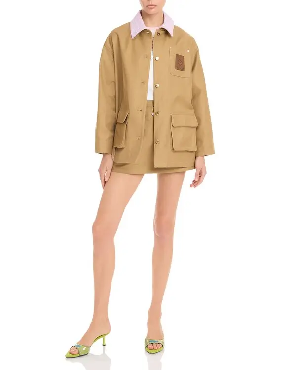 Casablanca Cotton Pocket Jacket With Leather Patch - Beige