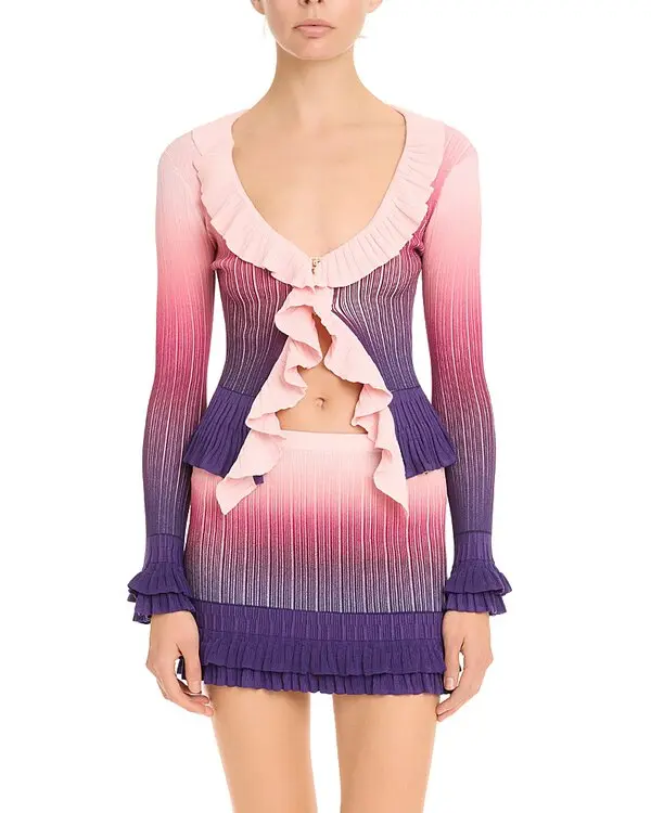 Casablanca Gradient Ruffle Top - Pink