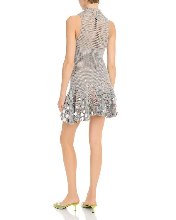 Casablanca Crochet Mirror Mini Dress