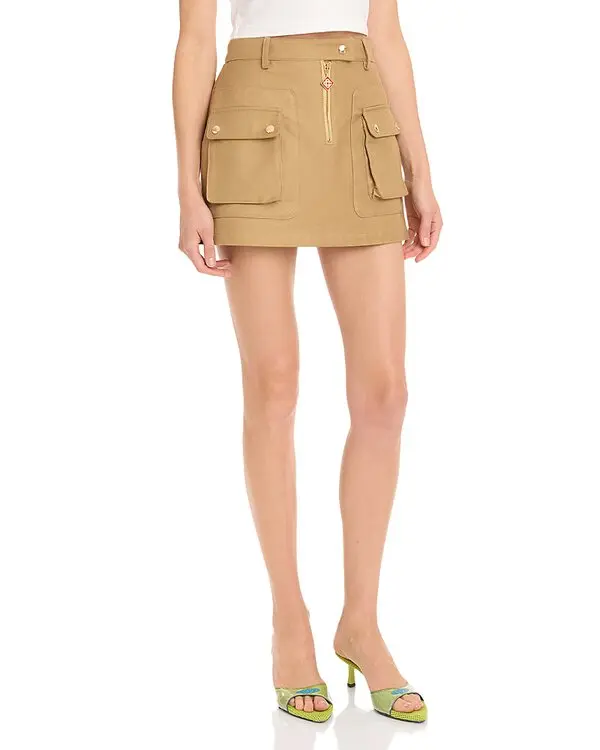 Casablanca Zip Front Mini Skirt - Beige