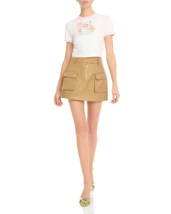 Casablanca Zip Front Mini Skirt - Beige