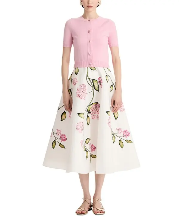 Oscar De La Renta Wool Short Sleeve Cardigan