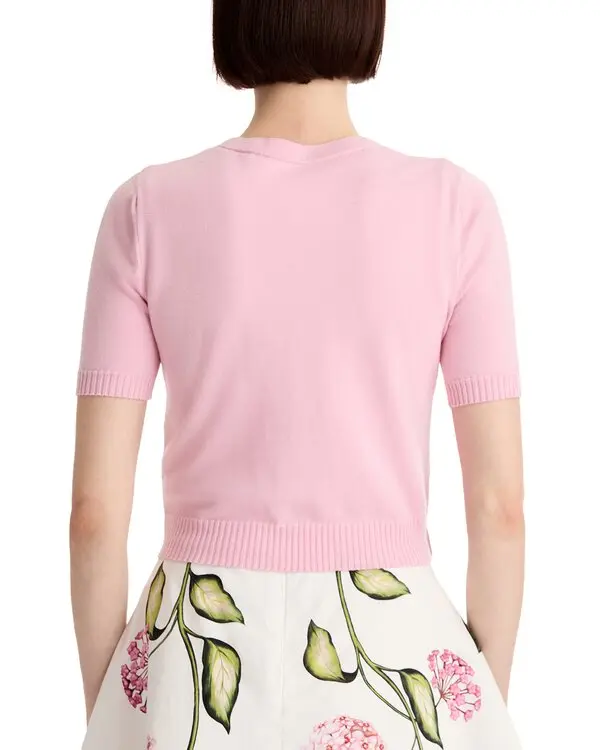 Oscar De La Renta Wool Short Sleeve Cardigan