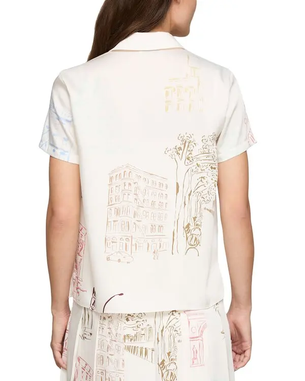 Lafayette 148 New York Short Sleeve Pleated Blouse
