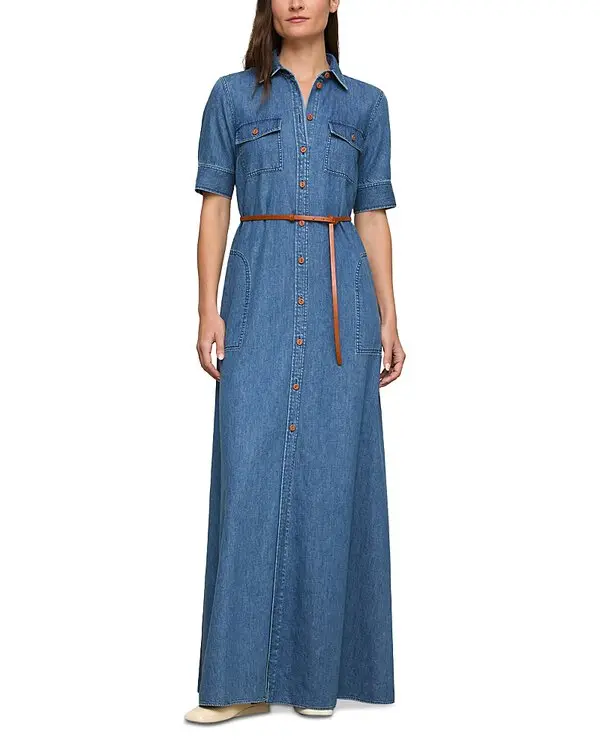 Lafayette 148 New York Short Sleeve Maxi Shirt Dress