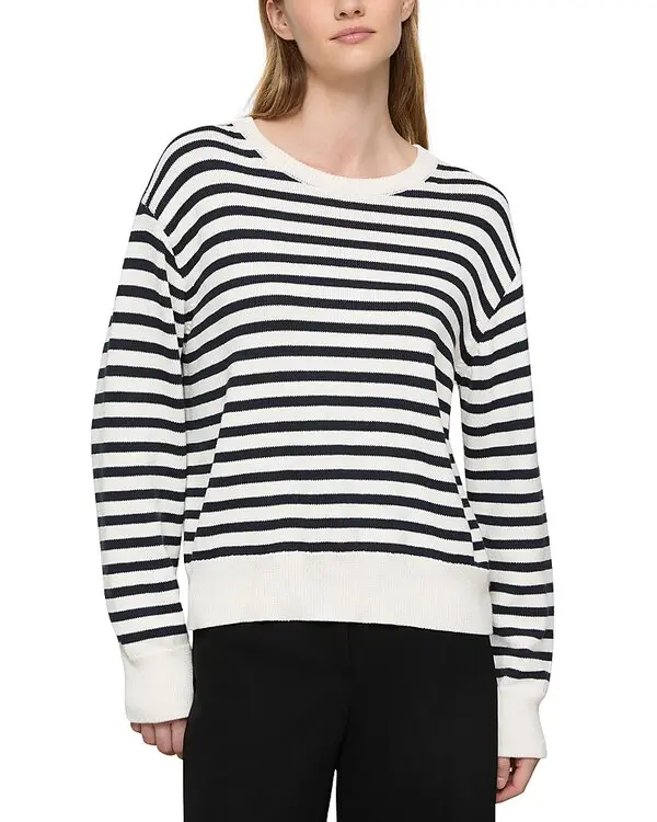 Lafayette 148 New York Striped Crewneck Sweater - Cloud/ink
