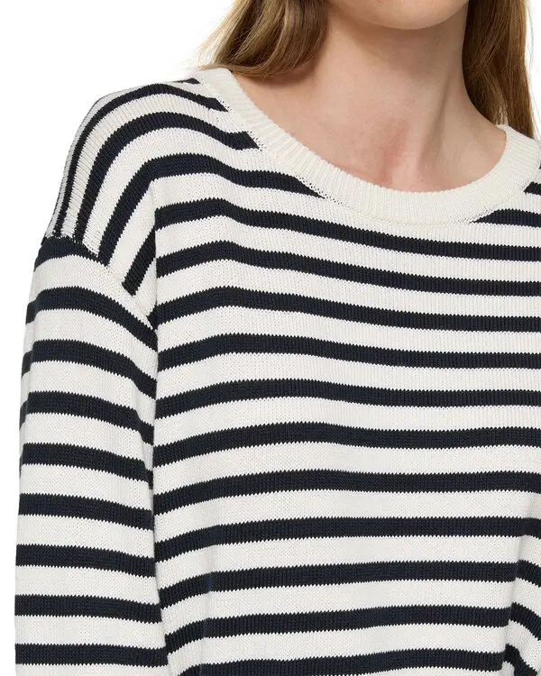 Lafayette 148 New York Striped Crewneck Sweater - Cloud/ink
