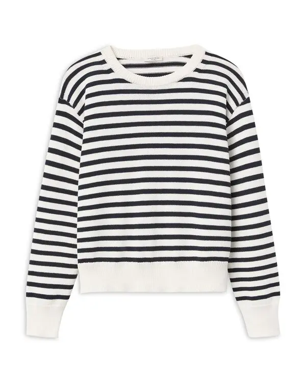 Lafayette 148 New York Striped Crewneck Sweater - Cloud/ink