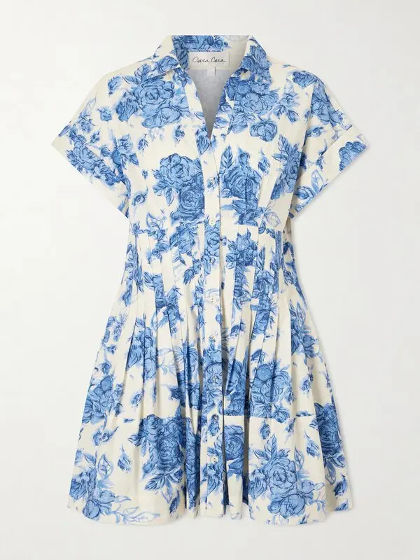 Cara Cara Nash Floral-print Shirt Dress - Blue