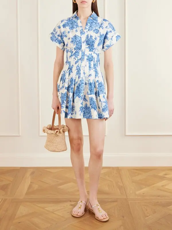 Cara Cara Nash Floral-print Shirt Dress - Blue