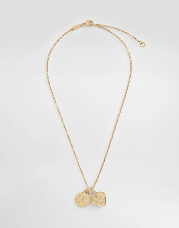 Dolce & Gabbana Necklace With Heart Charm And Logo Medallion - Gold