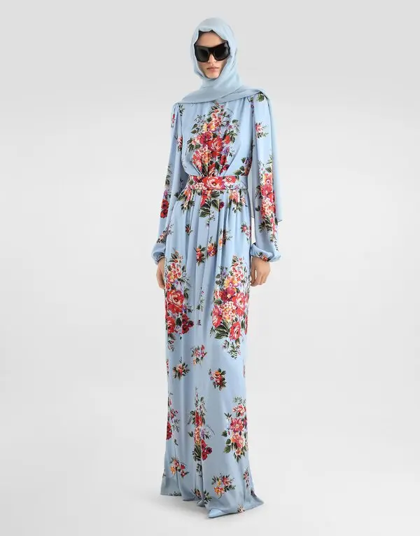 Dolce & Gabbana Flower Bouquet-print Charmeuse Dress - Multicolor