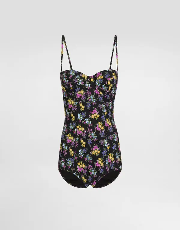 Dolce & Gabbana Floral-print Balconette One-piece Swimsuit - Multicolor