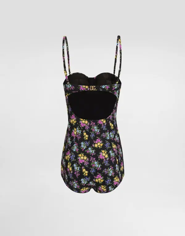 Dolce & Gabbana Floral-print Balconette One-piece Swimsuit - Multicolor