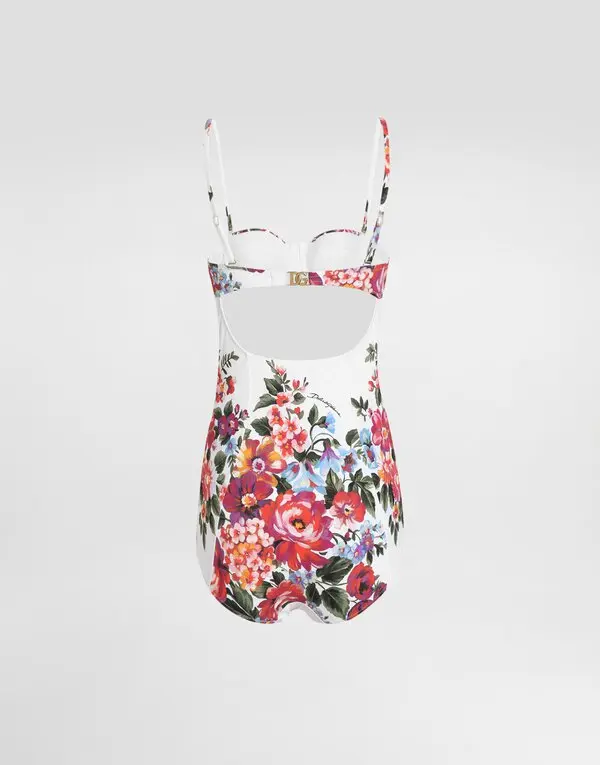 Dolce & Gabbana Flower Bouquet-print Balconette One-piece Swimsuit - Multicolor