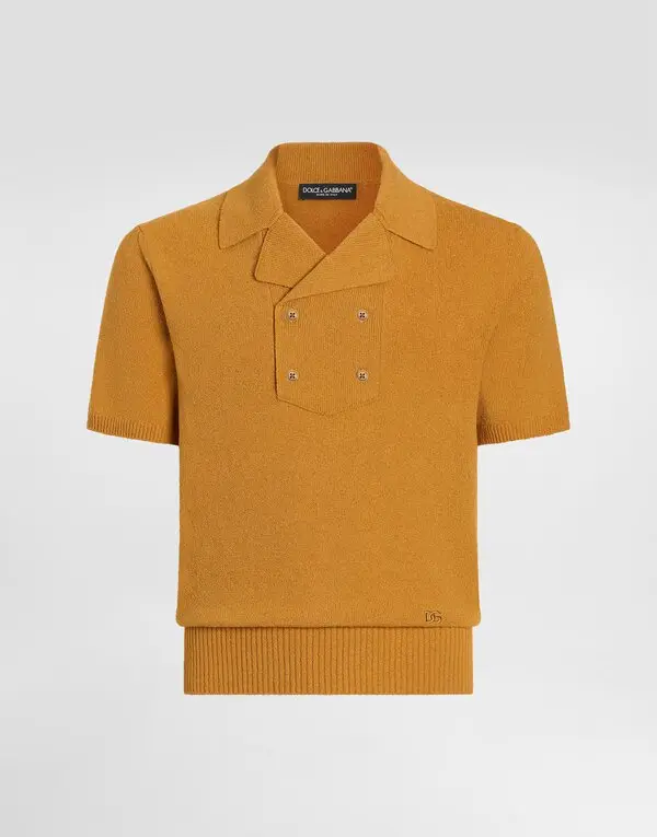 Dolce & Gabbana Linen-cotton Knit Polo Shirt - Yellow