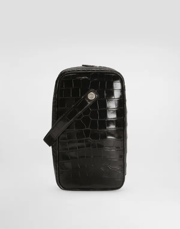 Dolce & Gabbana Lock Polished Alligator Handbag - Black