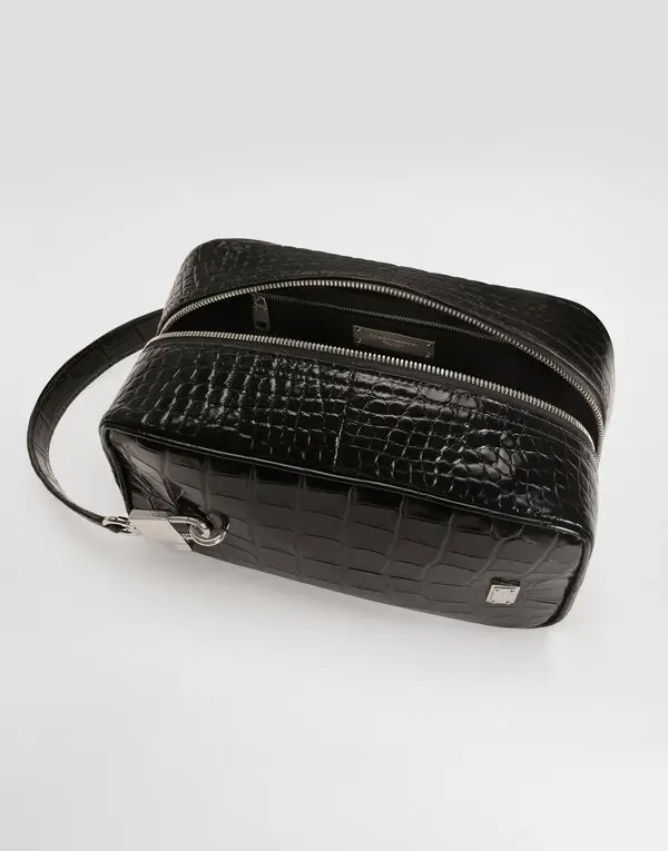 Dolce & Gabbana Lock Polished Alligator Handbag - Black