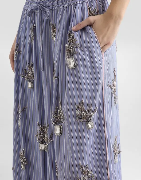 Dolce & Gabbana Floral Embroidered Poplin Trousers - Multicolor