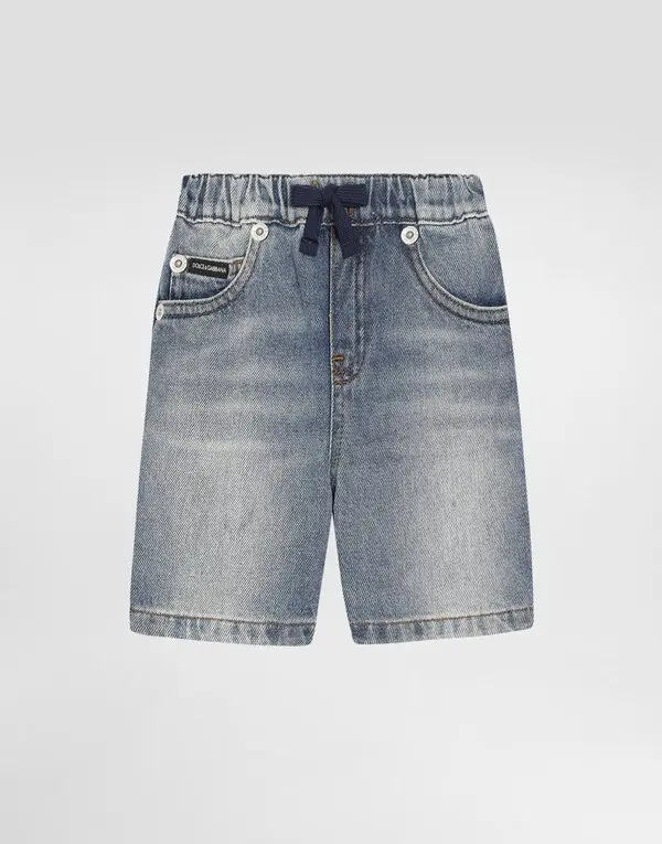 Dolce & Gabbana Denim Bermuda Shorts With Salt & Pepper Wash