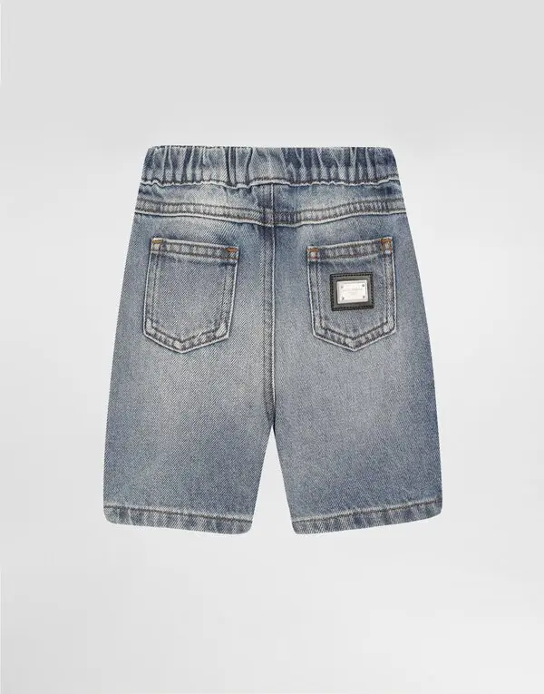 Dolce & Gabbana Denim Bermuda Shorts With Salt & Pepper Wash