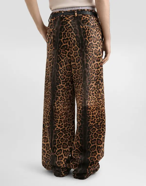 Dolce & Gabbana Leopard-print Calfskin Trousers - Multicolor