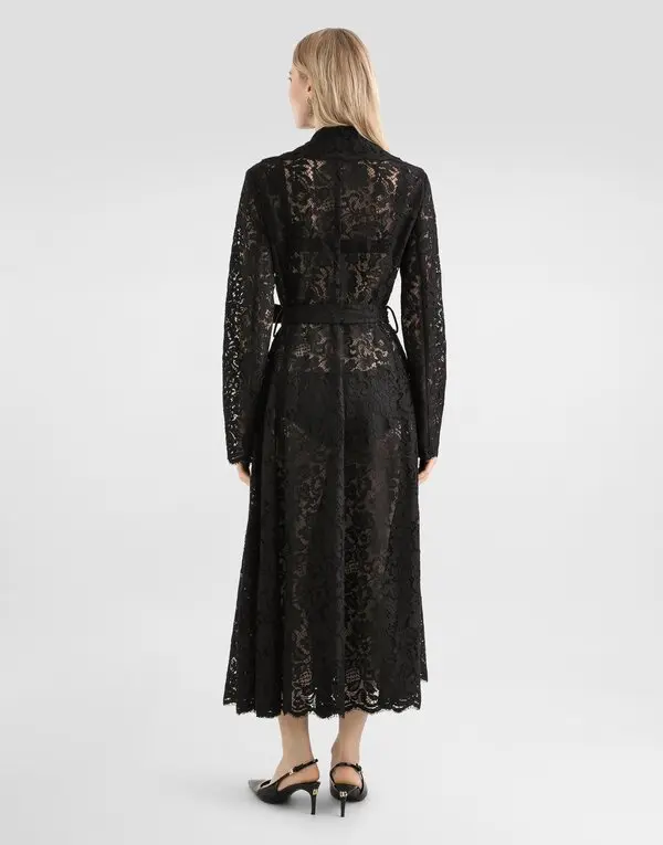 Dolce & Gabbana Long Double-breasted Cordonetto Lace Coat