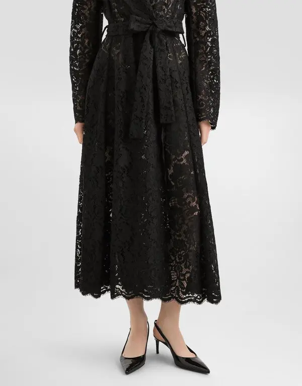 Dolce & Gabbana Long Double-breasted Cordonetto Lace Coat