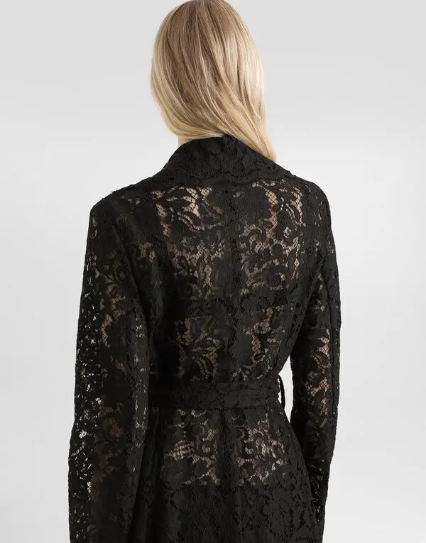 Dolce & Gabbana Long Double-breasted Cordonetto Lace Coat