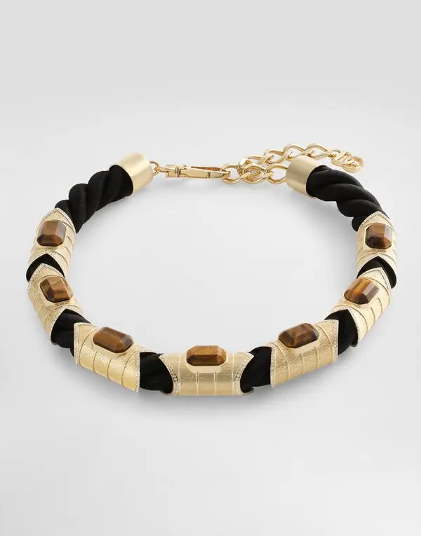 Dolce & Gabbana Rope Necklace With Tiger's Eye Stone