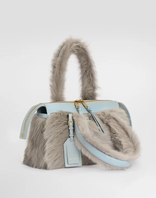 Dolce & Gabbana Vittoria Shoulder Bag In Shearling And Calfskin - Multicolor