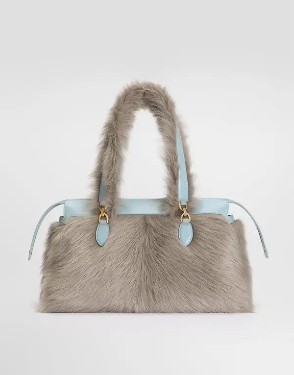 Dolce & Gabbana Vittoria Shoulder Bag In Shearling And Calfskin - Multicolor