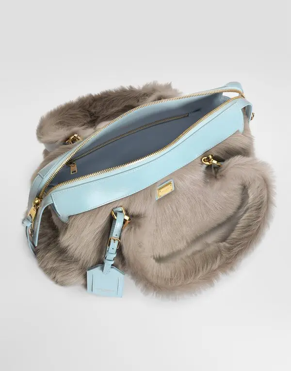 Dolce & Gabbana Vittoria Shoulder Bag In Shearling And Calfskin - Multicolor