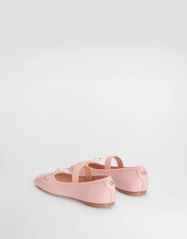 Dolce & Gabbana Nappa Leather Ballet Flats With Gros-grain Detail - Pink
