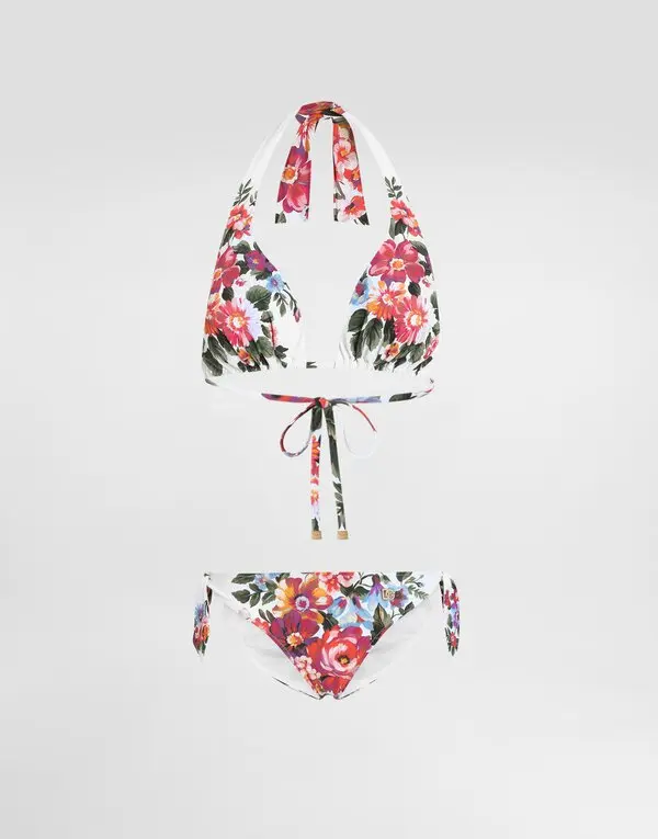 Dolce & Gabbana Flower Bouquet-print Padded Triangle Bikini - Multicolor