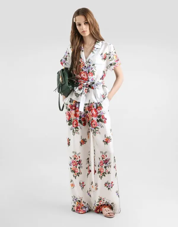 Dolce & Gabbana Floral Print Twill Trousers - Multicolor