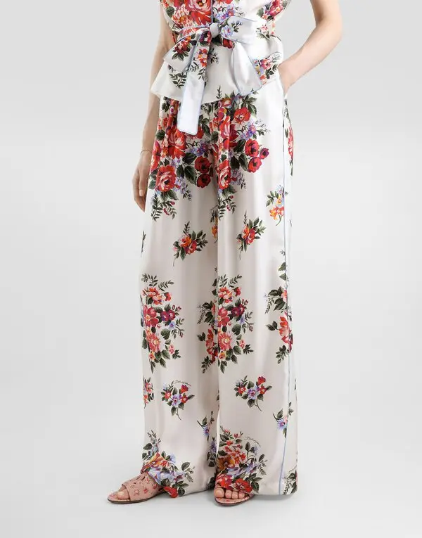 Dolce & Gabbana Floral Print Twill Trousers - Multicolor