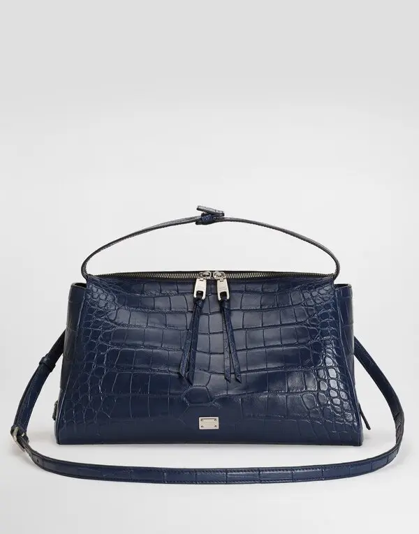 Dolce & Gabbana Vittoria Alligator Crossbody Bag - Denim