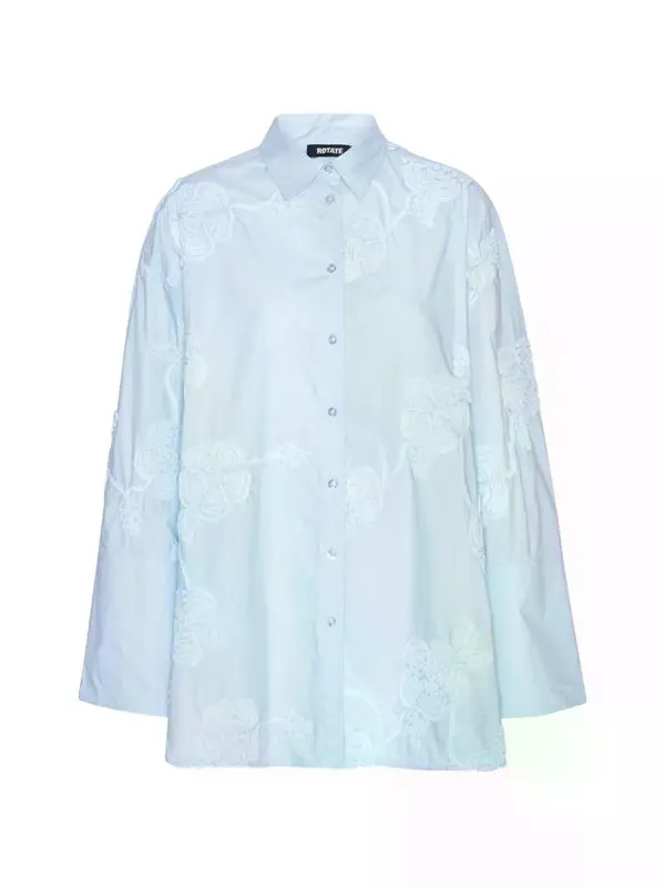 ROTATE BY BIRGER CHRISTENSEN Embroidered Floral Cotton Shirt - Blue