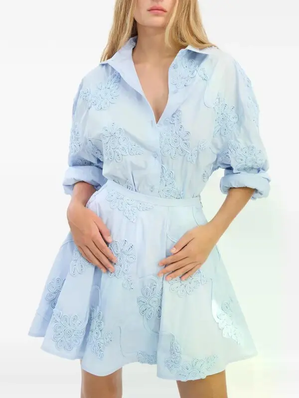 ROTATE BY BIRGER CHRISTENSEN Embroidered Floral Cotton Shirt - Blue