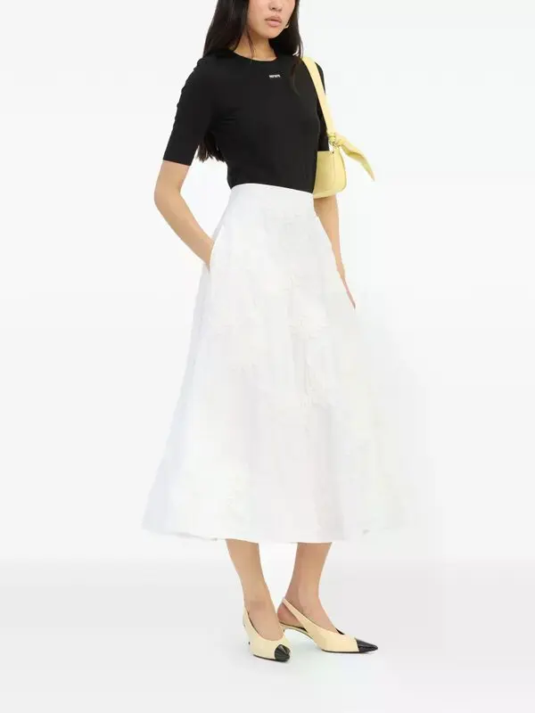 ROTATE BY BIRGER CHRISTENSEN Embroidered Floral Maxi Skirt - White