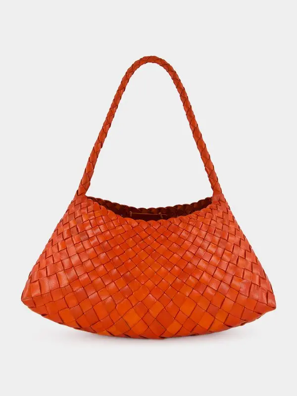 Dragon Diffusion Rosanna Naranja Woven Leather Baguette - Orange