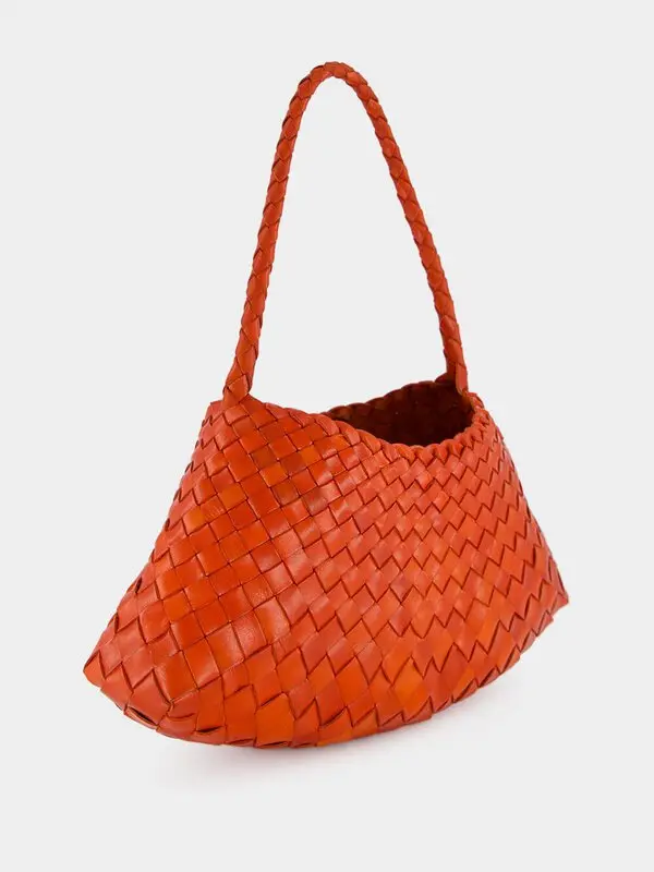 Dragon Diffusion Rosanna Naranja Woven Leather Baguette - Orange