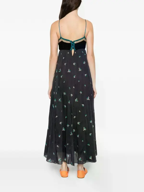 FORTE_FORTE Floral Crochet Trim Dress - Black