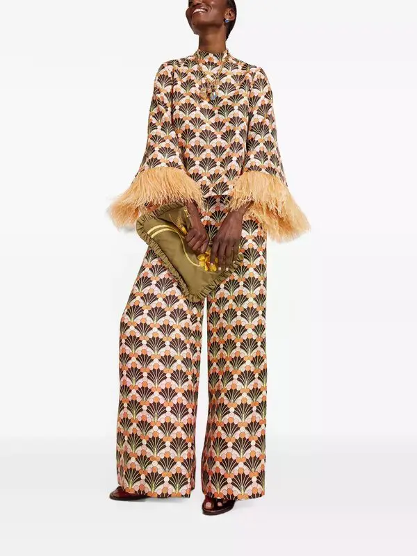 La DoubleJ Printed Palazzo Pants - Brown