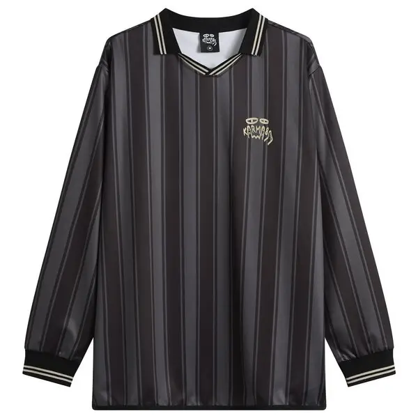 KARMA8A Stripe Long Sleeve Polo T-shirt