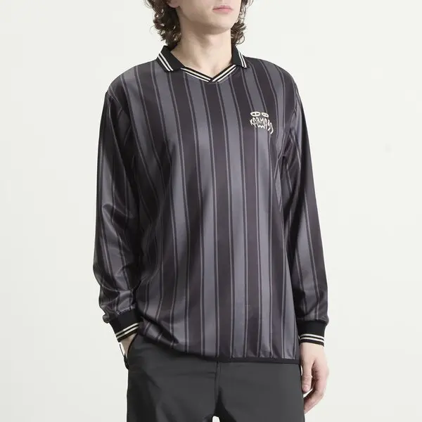 KARMA8A Stripe Long Sleeve Polo T-shirt